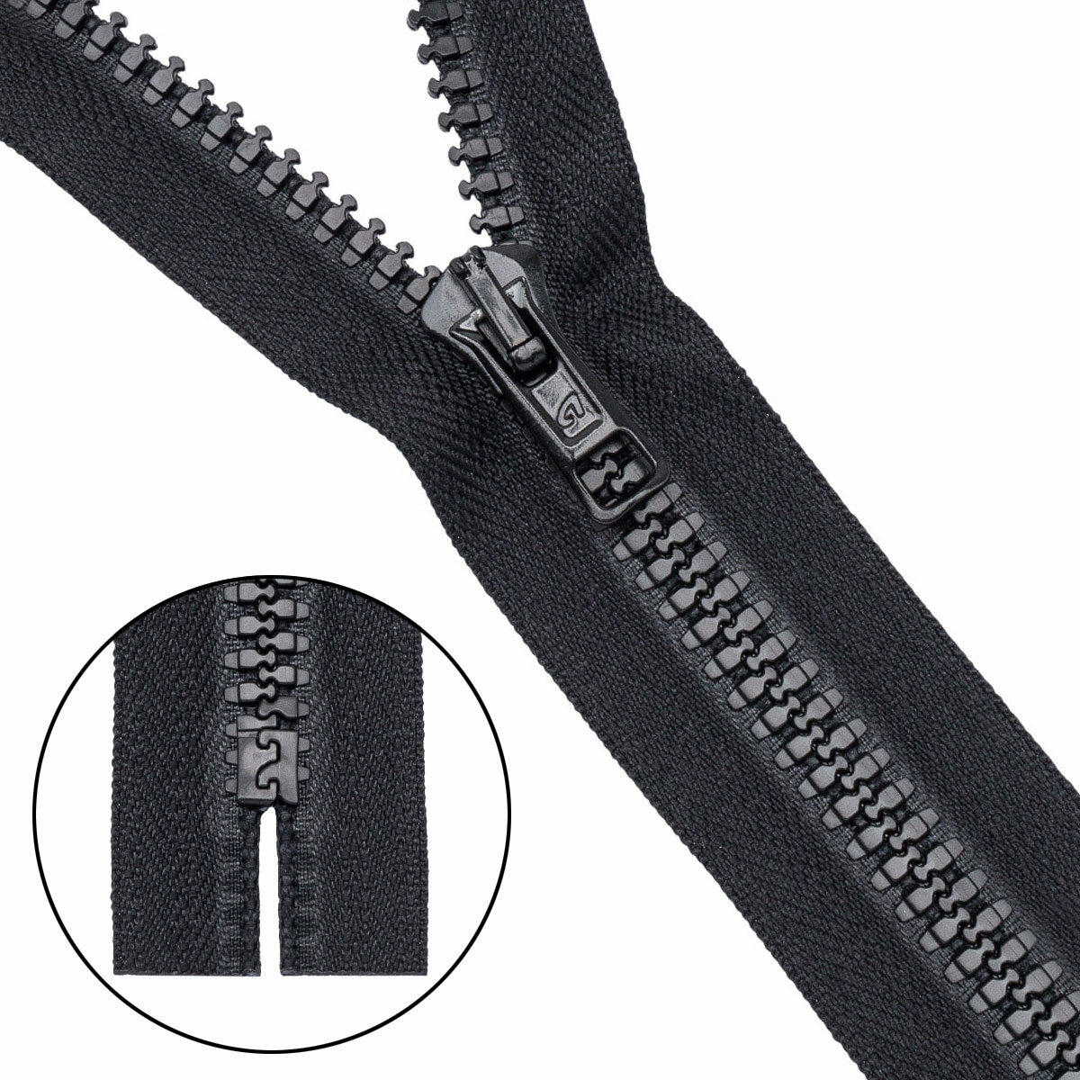 Молния неразъемная 18 см тракторная, 10 шт, Тип 6 (2075) ARTA (077 черный)