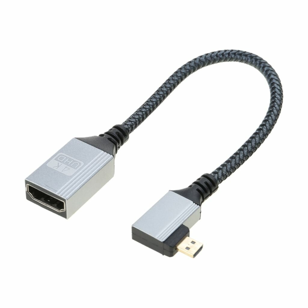 USB-концентратор, HDMI женский к Micro HDMI мужскому видео кабель 4K влево металлический, 1 шт.