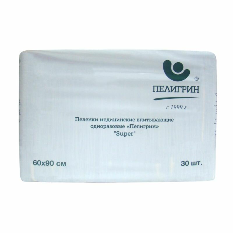 Пеленки впитывающие Пелигрин 60х90 см, Super, 30 шт./уп. (М60х90/30S)