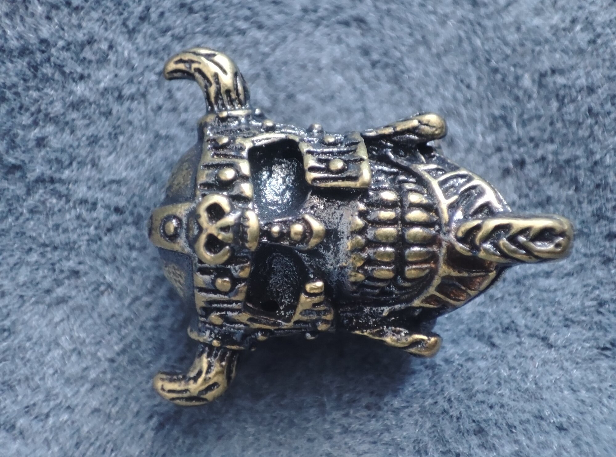 Бусина "Череп Викинга", латунь, непрозрачная, фигурная, цвет черный, длина 2,5 см