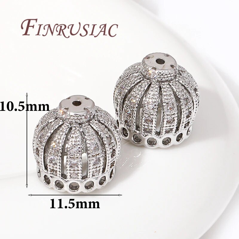 Золотые короны для браслетов FINRUSIAC, 6 штук 6 pieces, Rhodium Plated