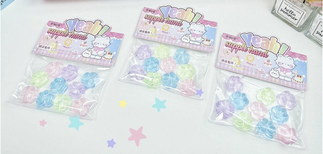 Антистресс таба сквиш мини лапка котика набор 10 шт