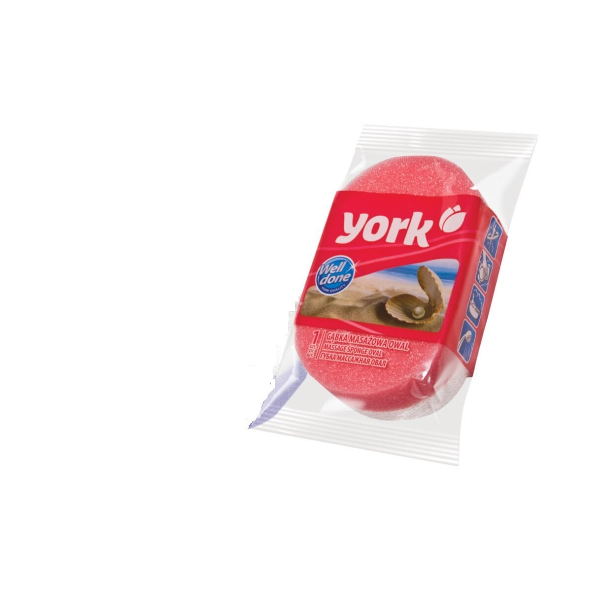 Губка "York" банная массажная овальная 100% полиуретан, цвет микс