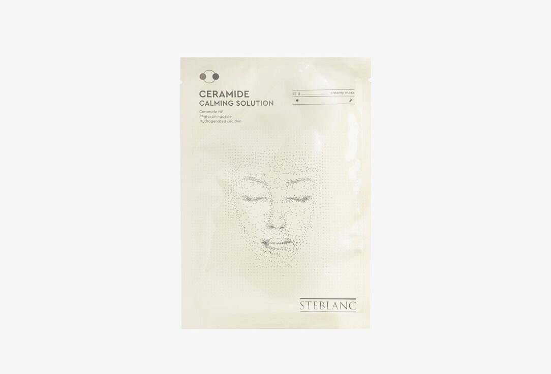 Тканевая крем-маска для лица успокаивающая с церамидами STEBLANC CERAMIDE CALMING SOLUTION CREAMY SHEET MASK