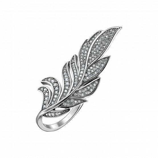 Кольцо, серебро, 925 проба, родирование, фианит