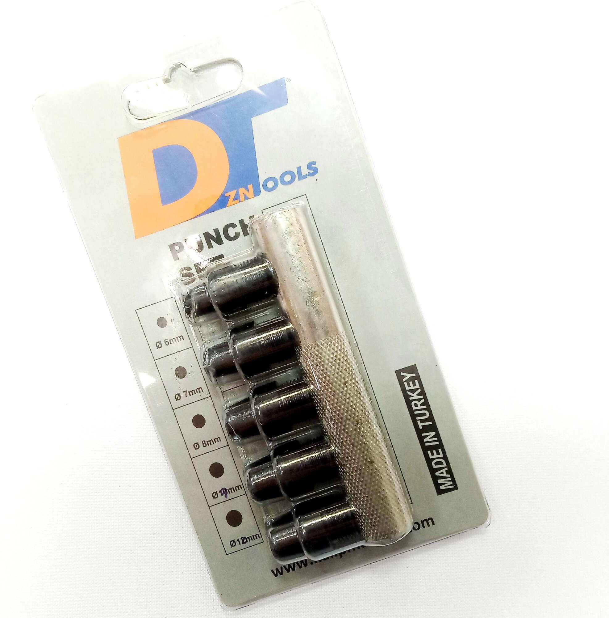 Набор ручных пробойников для кожи, ткани, резины, 5 шт. от 6 мм до 10 мм.