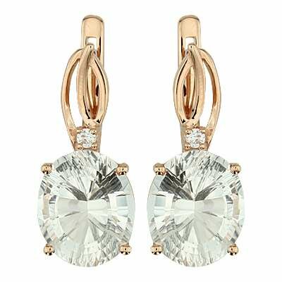 Серьги, красное золото, 585 проба, горный хрусталь