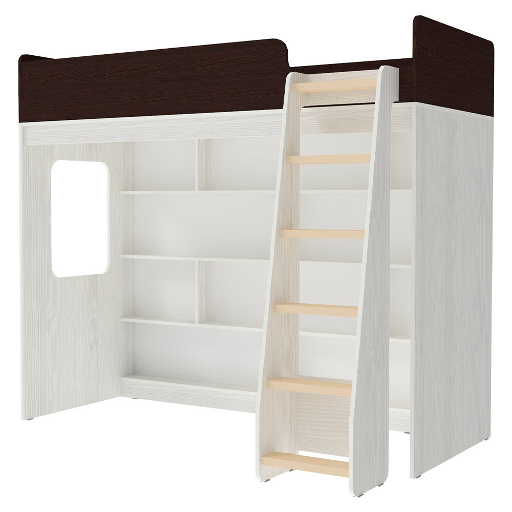 Кровать чердак Л-C601.2 80х190 Белое Дерево Венге