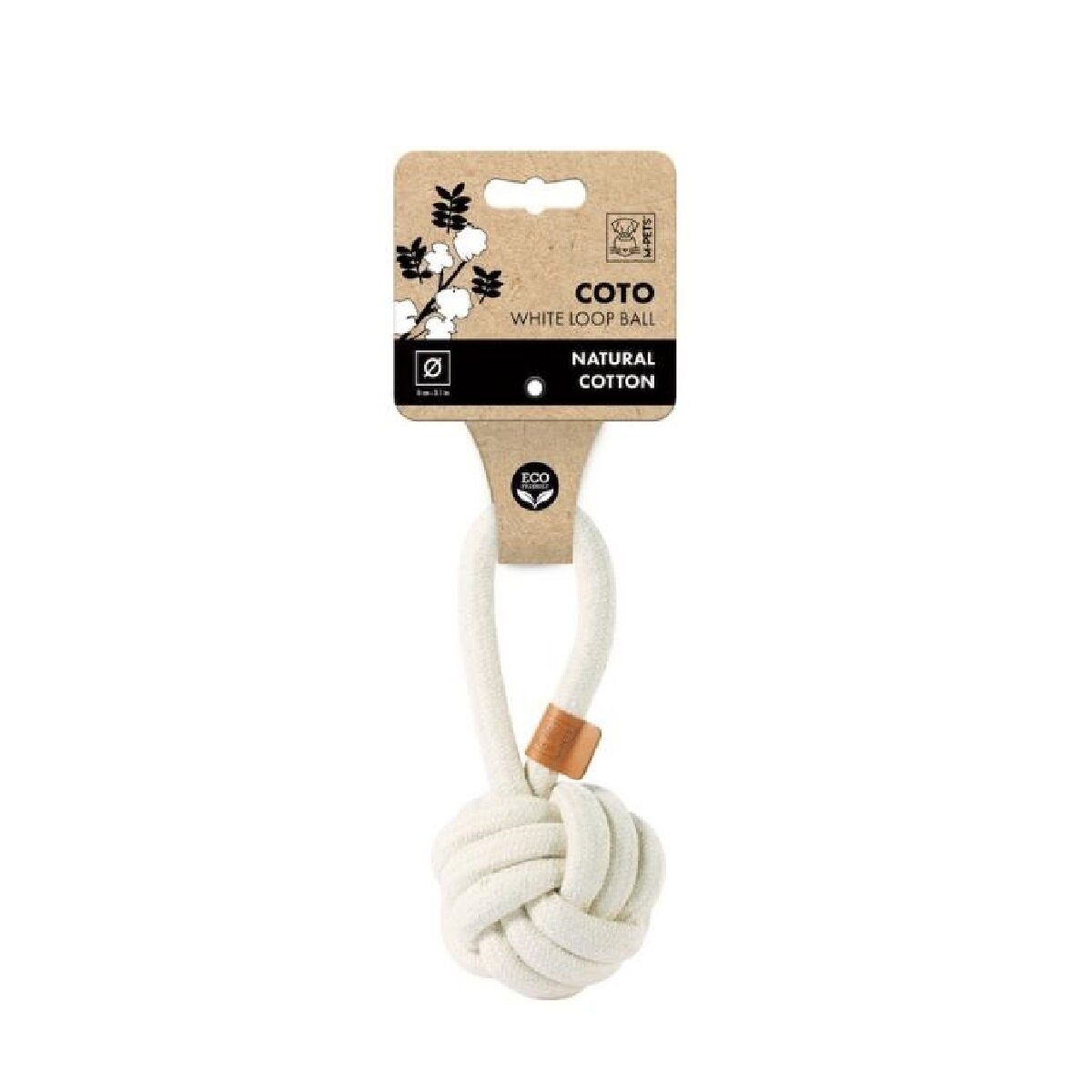 M-PETS Игрушка для собак сото мяч-петля белый 8см (хлопок)