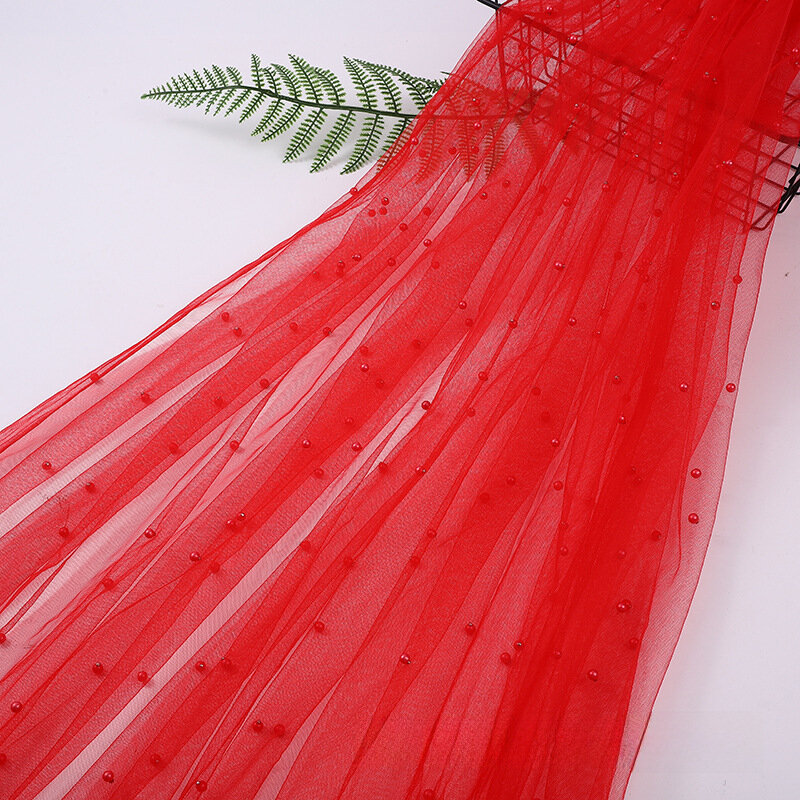 Настольный флаг "Жемчужный тюль", пряжа Big red 21#, красный жемчуг