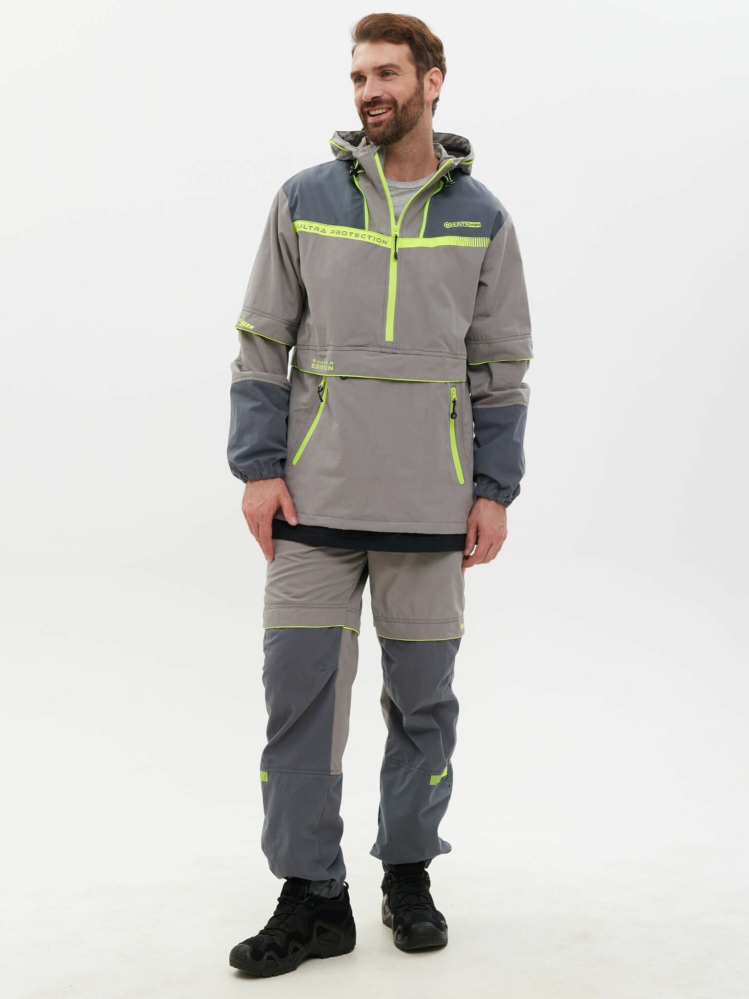 Костюм тактический мужской летний Huntsman Антигнус-Премиум, туристический для рыбалки и охоты, для отдыха в лесу, цвет Серый (р.52-54/182-188)