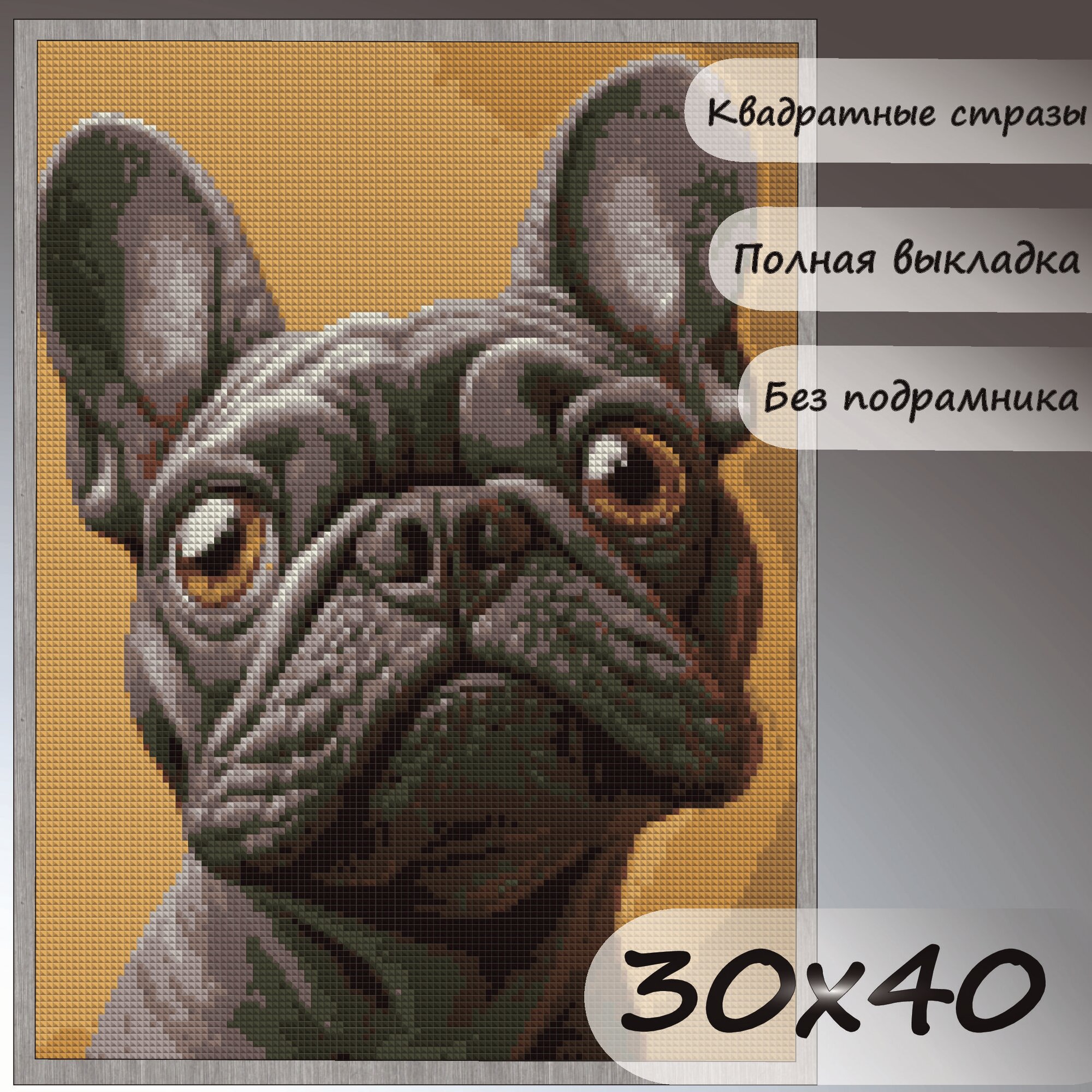 Алмазная мозаика D.Art "Французкий бульдог" 30x40 см, 14 цветов