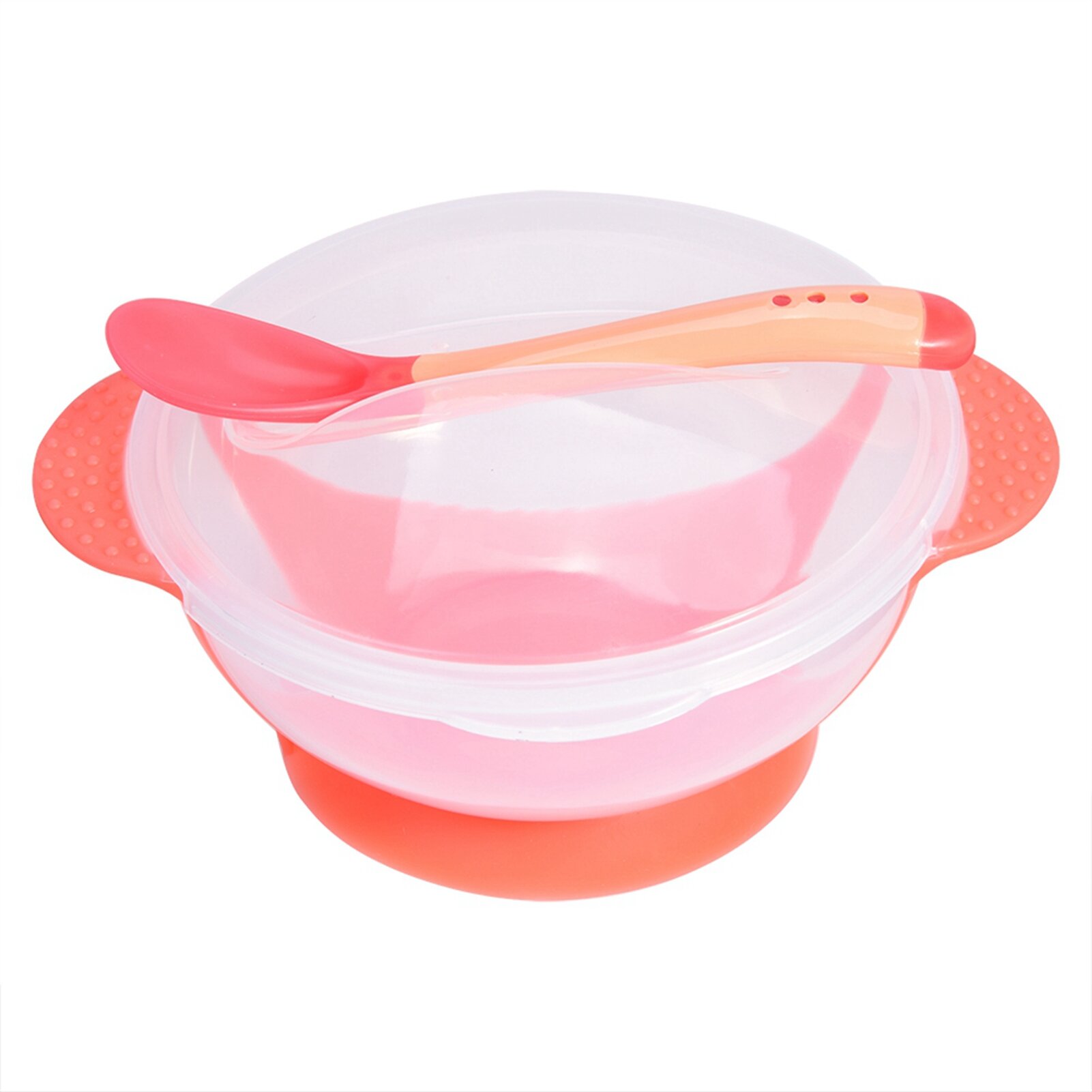Детская противоскользящая миска на присоске с крышкой для кормления и ложкой с датчиком движения.