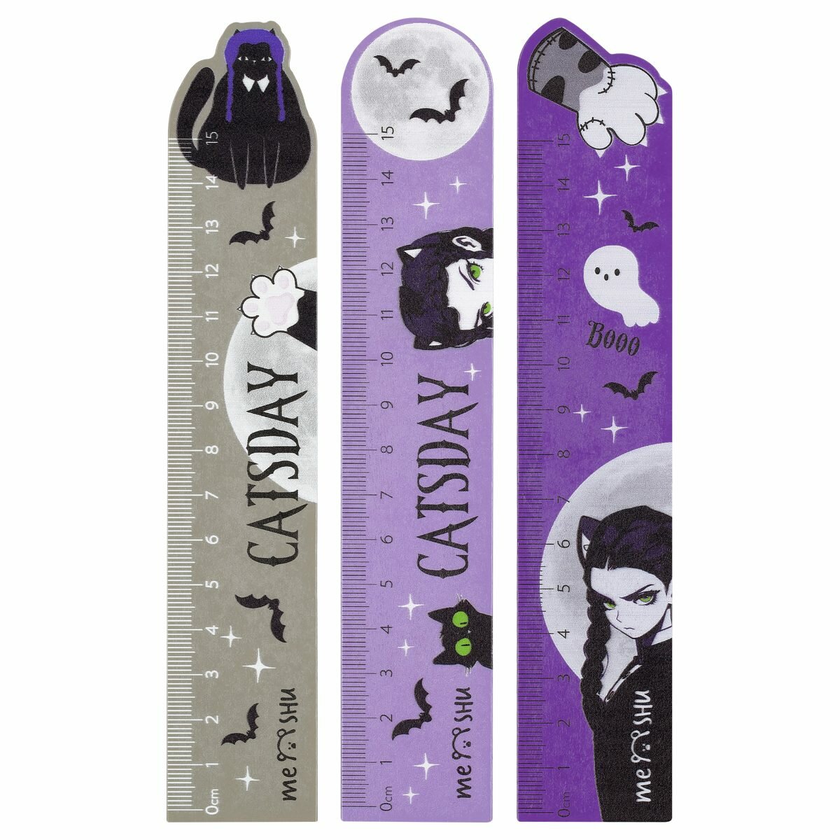 Линейка 15см MESHU "Catsday", деревянная, цветная, европодвес (MS_59663), 1шт.