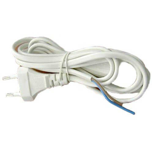 Вилка S52 плоская на шнуре 2х0.5мм 1.5м CEE7/16 Rexant 11-1111 кабель 220в 2.5А - белый