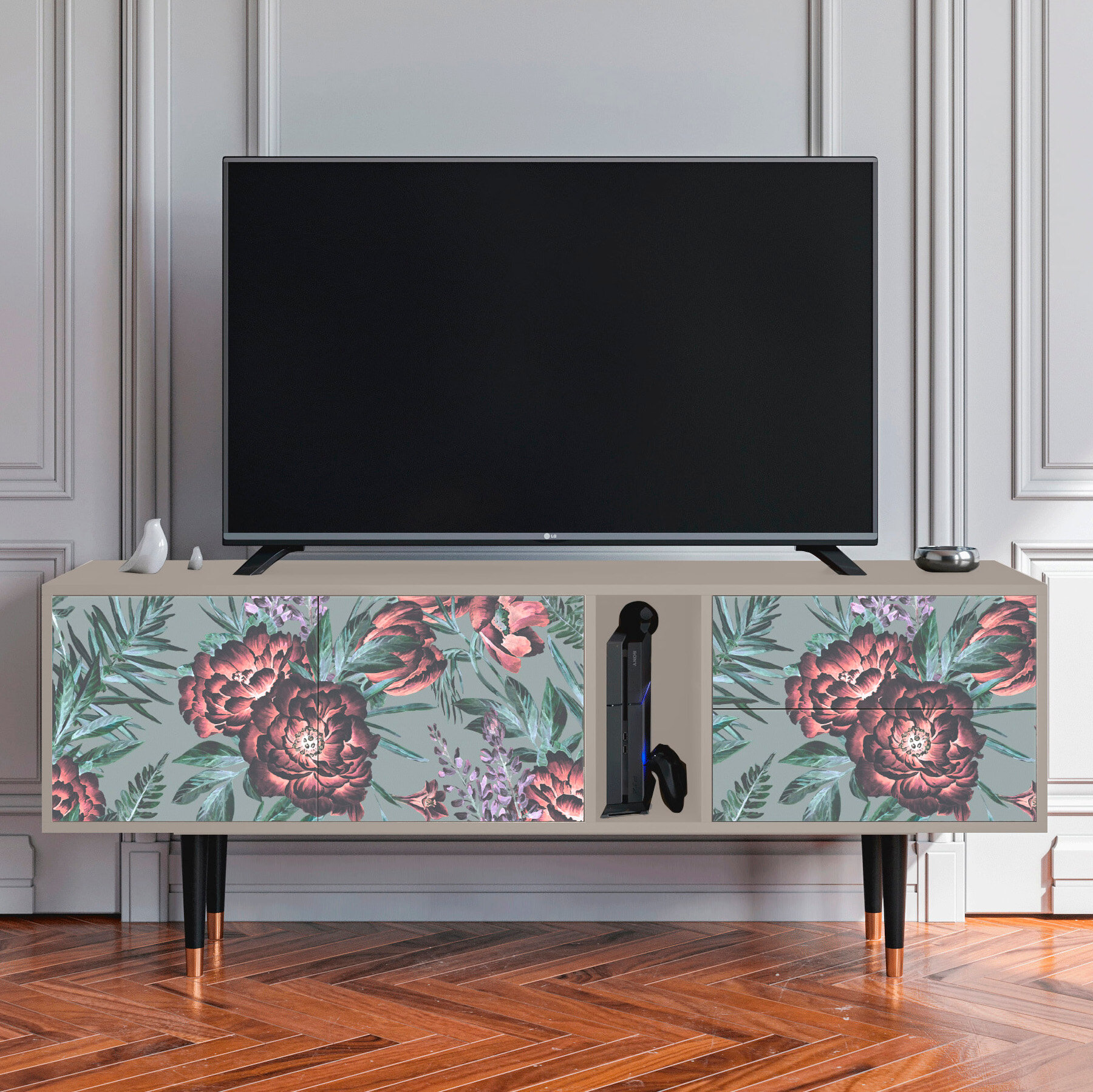 ТВ-Тумба - STORYZ - T1 Light Peonies, Размер - 170 x 69 x 48 см, Цвет корпуса - , Сатин
