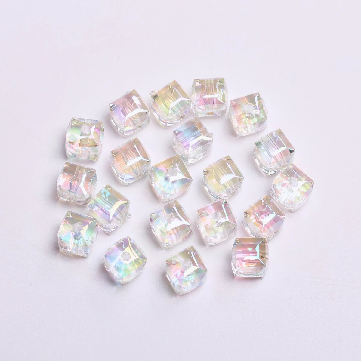20 шт./пакет 8 мм смоляные чешские УФ-покрытые кубические хрустальные бусины квадратные граненые свободные подвески для изготовления ювелирных изделий DIY ремесла