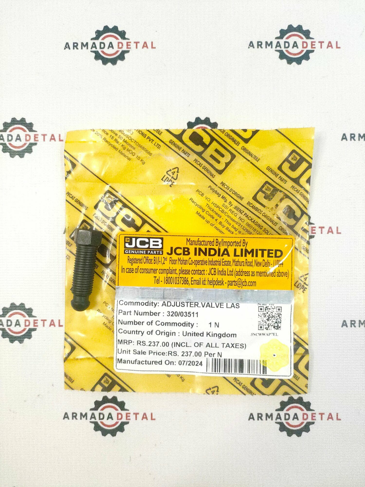 Винт регулировочный коромысла JCB оригинал 320/03511