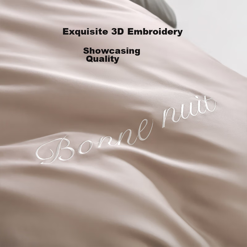 Duoxiai Bedding Set, 100% Cotton 60s Embroidered Luxury Simple Four-Piece Set, Double Bed Sheet And Duvet Cover Set for 1.8m Bed