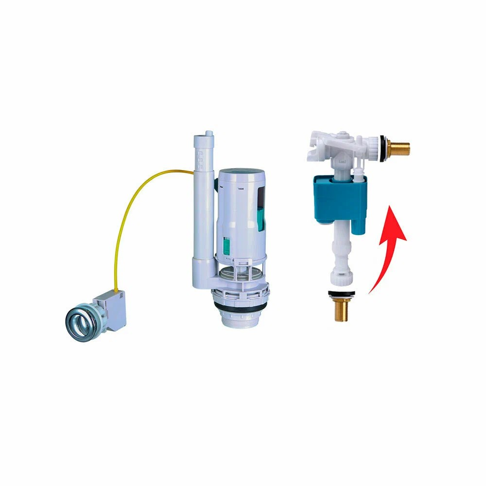 Комплект арматуры для бочка унитаза с тросом и двумя кнопками Ganzer GZ8589