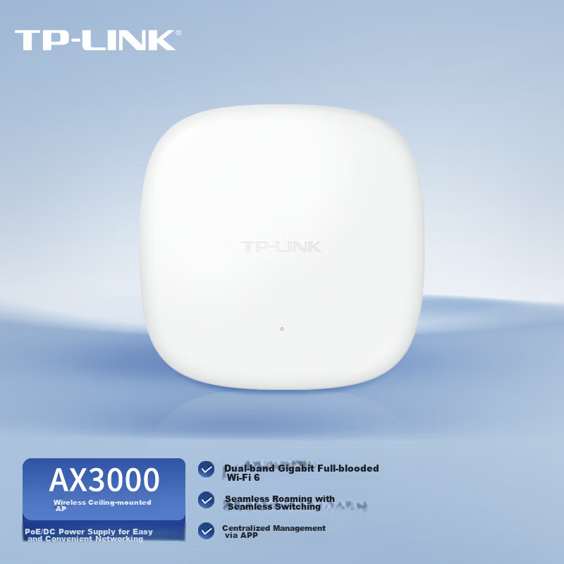 TP-LINK Wi-Fi 6 Ceiling AP Router AX3000 Dual-Band 5G Gigabit Enterprise Commercial Networking Whole-House WiFi Coverage TL-XAP3006GC Easy Expansion Version