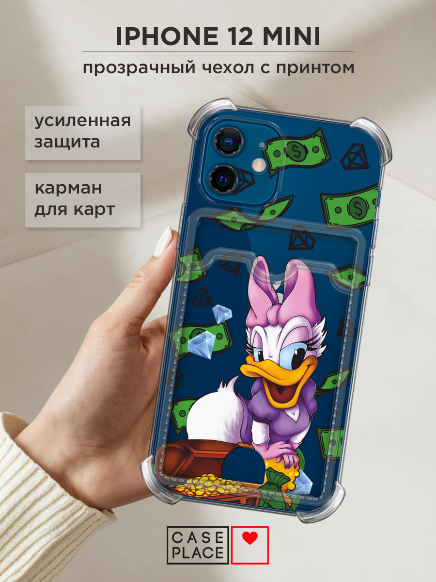 Чехол на Apple iPhone 12 mini (Айфон 12 Мини) с картой и принтом Утка