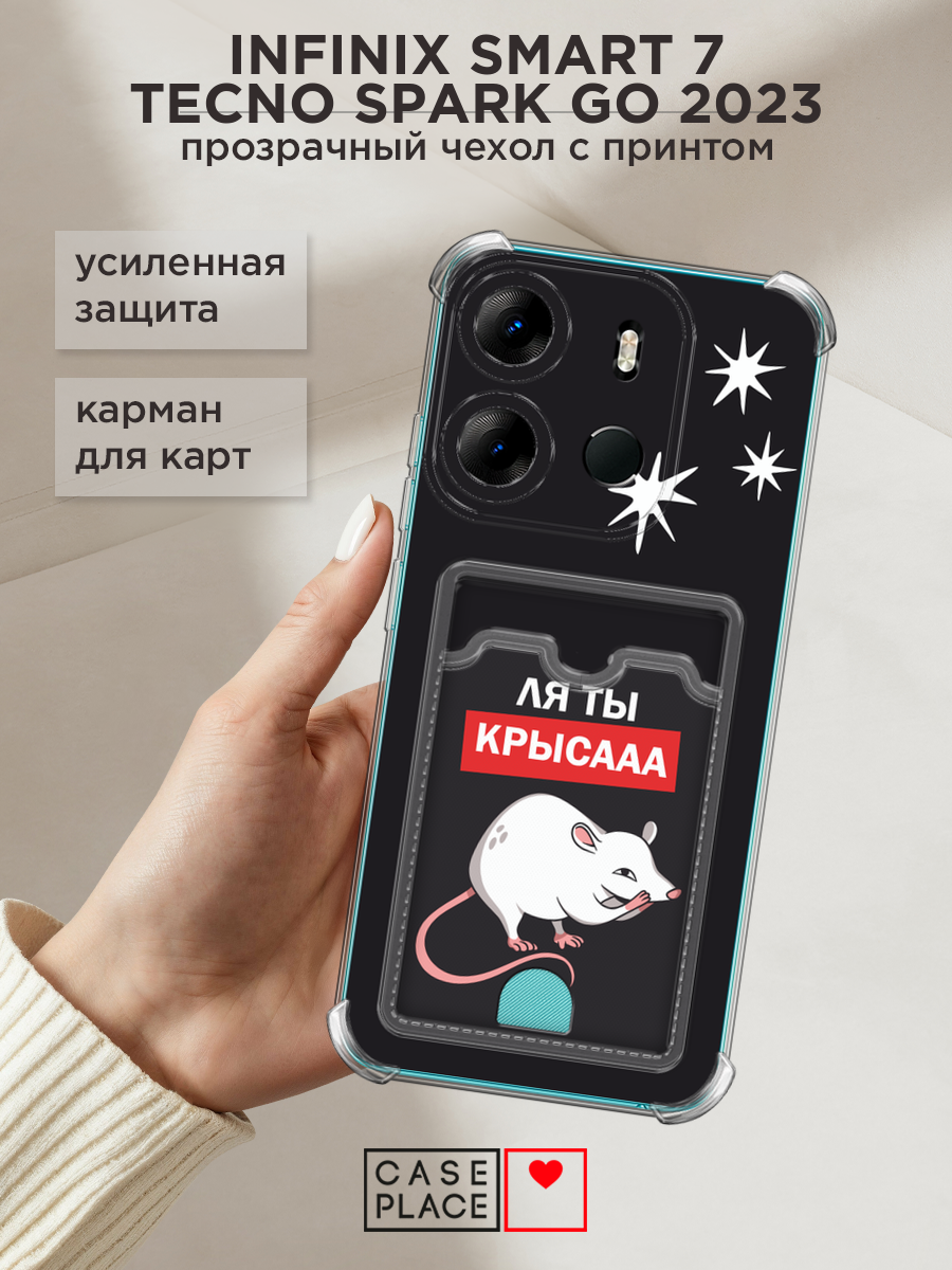 Чехол на Tecno Spark Go 2023/Pop 7 Pro/Infinix Smart 7 (Текно Спарк Гоу 2023/Поп 7 Про/Инфиникс Смарт 7) с картой и принтом Ля ты крыса