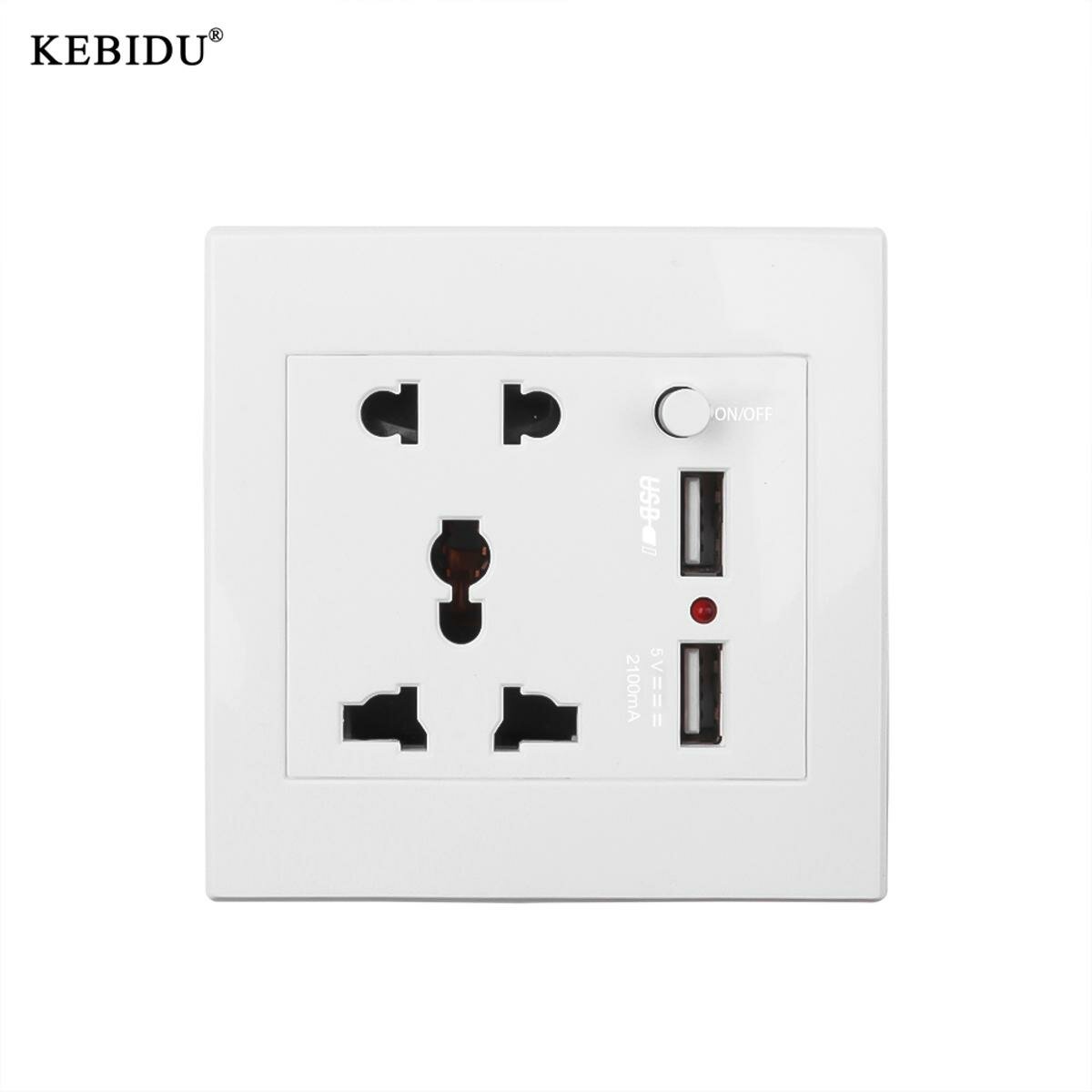 Kebidu настенная розетка DC 5V 2.1A два порта USB AC 100-250V 10A сетевая розетка с выключателем вкл.-выкл.
