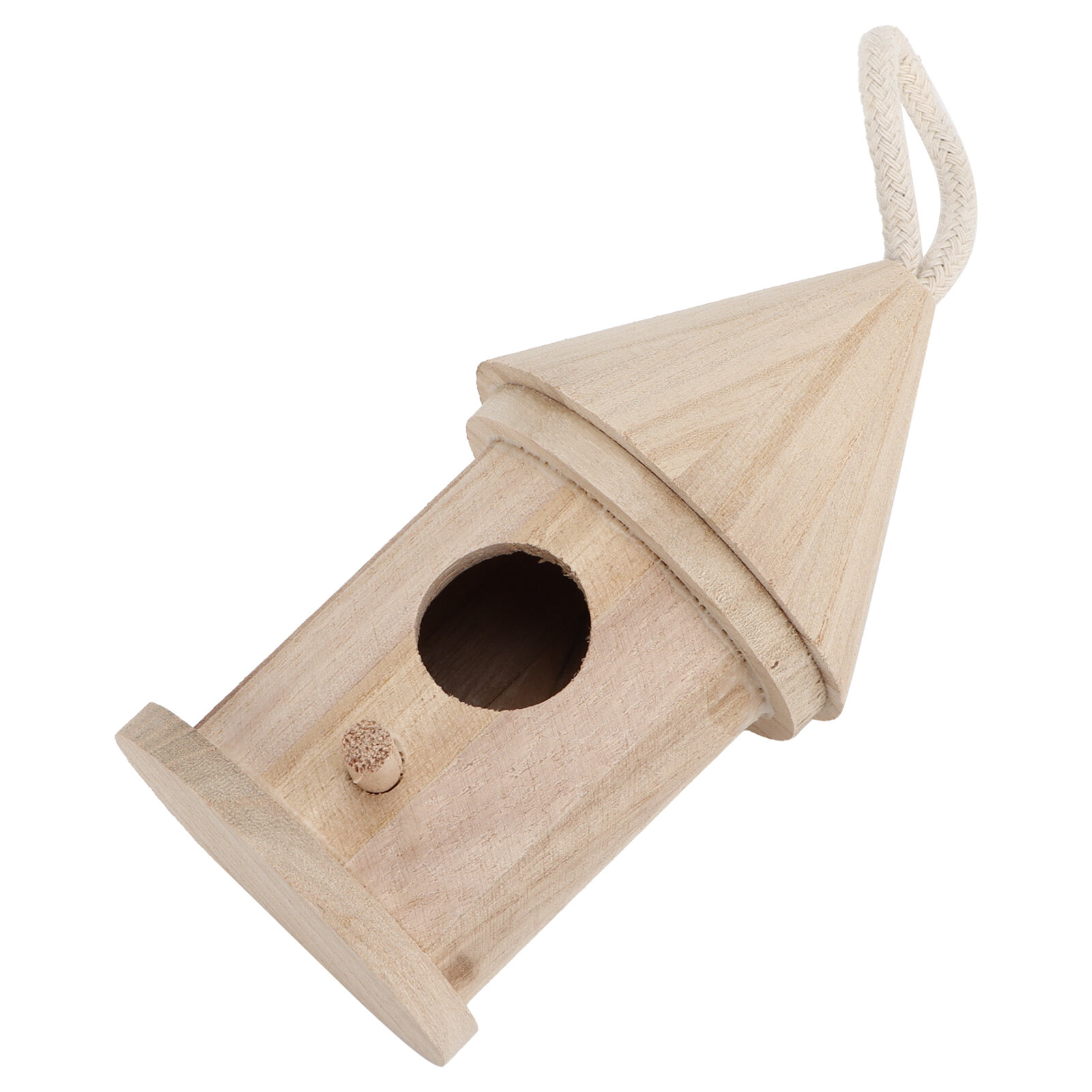 Деревянный круглый дом для птиц самодельного изготовления в уличных садах, украшение малого размера из сосны с веревкой, птичье гнездо, 1 штука