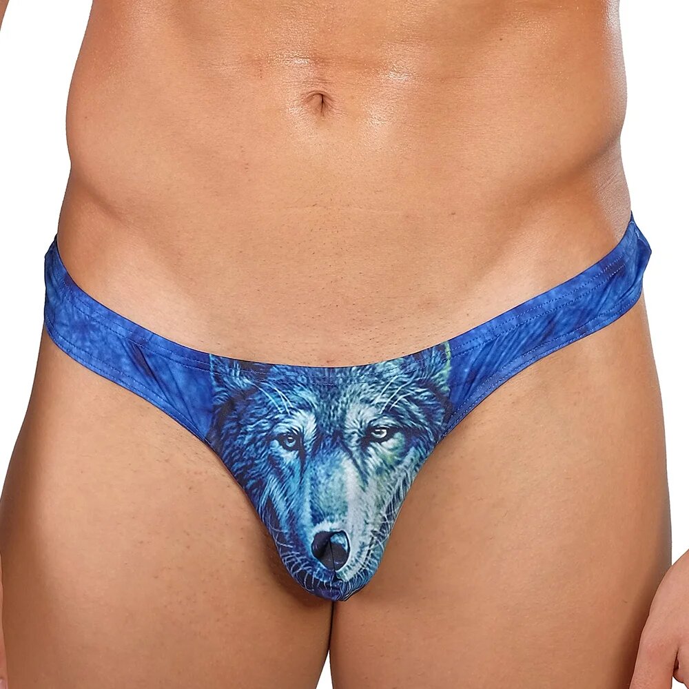 Мужские стринги с волком, XXL, Цвет: lan lang