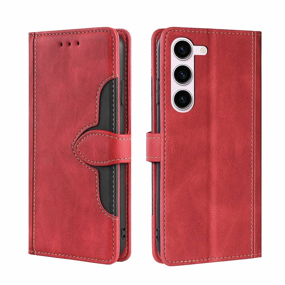 Чехол-книжка MyPads для Samsung Galaxy S23 / Самсунг S23, узор в сочетании с другим цветом (красный)