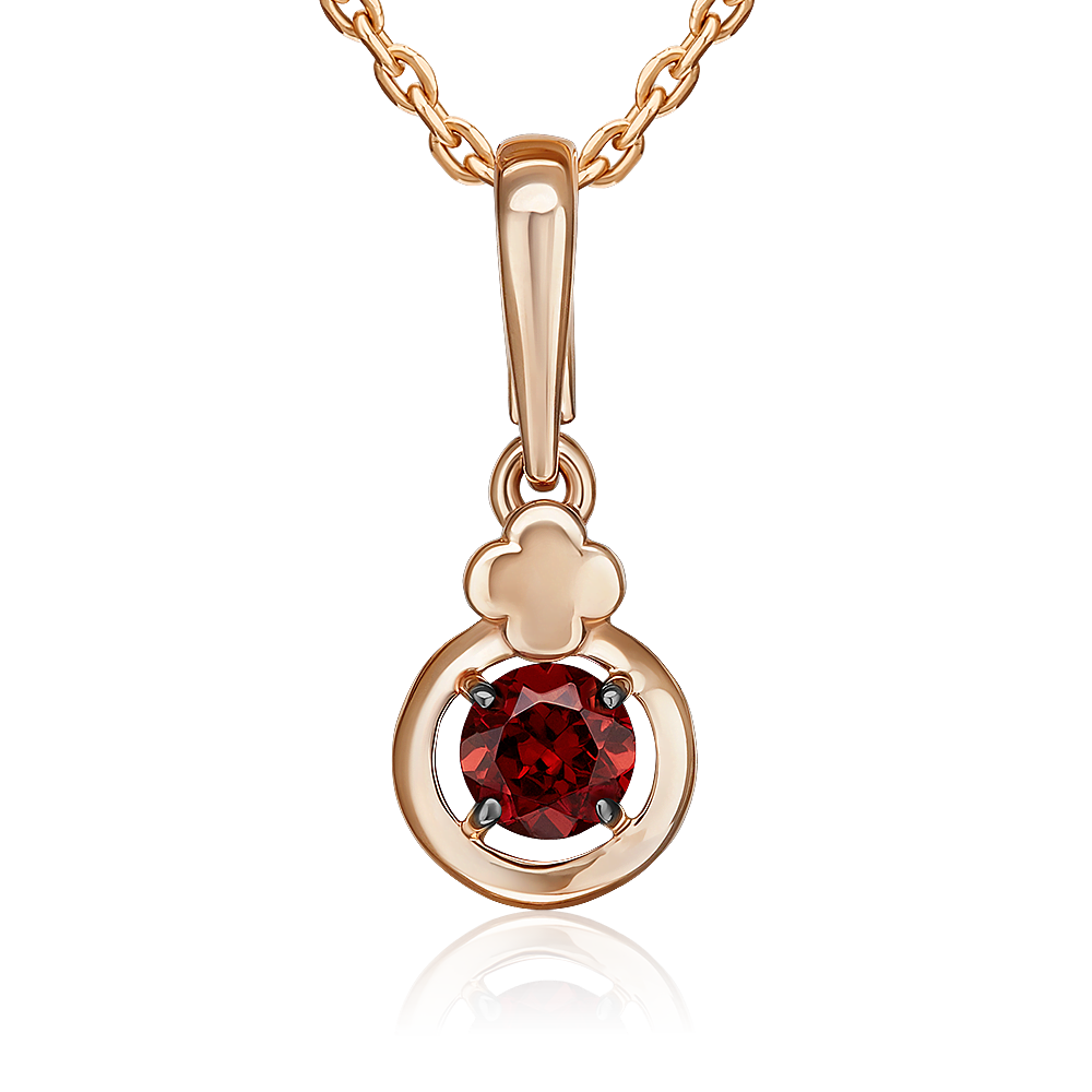 Подвеска, красное золото, 585 проба, гранат