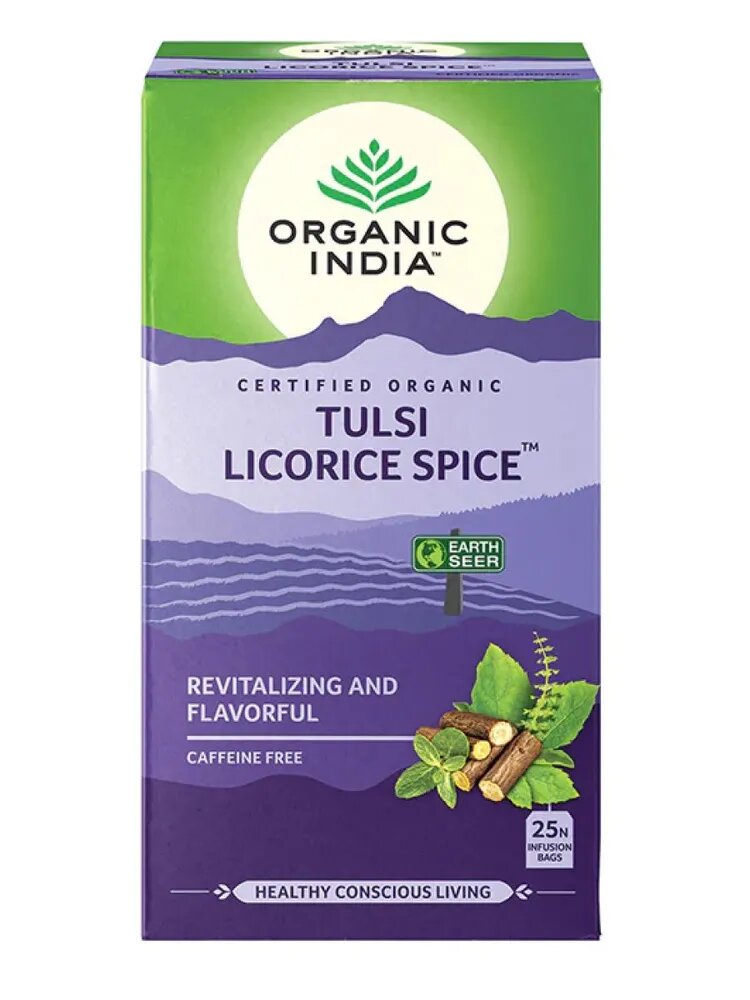TULSI LICORICE SPICE, Organic India (тулси лакрица И специи, восстановление и аромат, Органик Индия), 25 пакетиков.