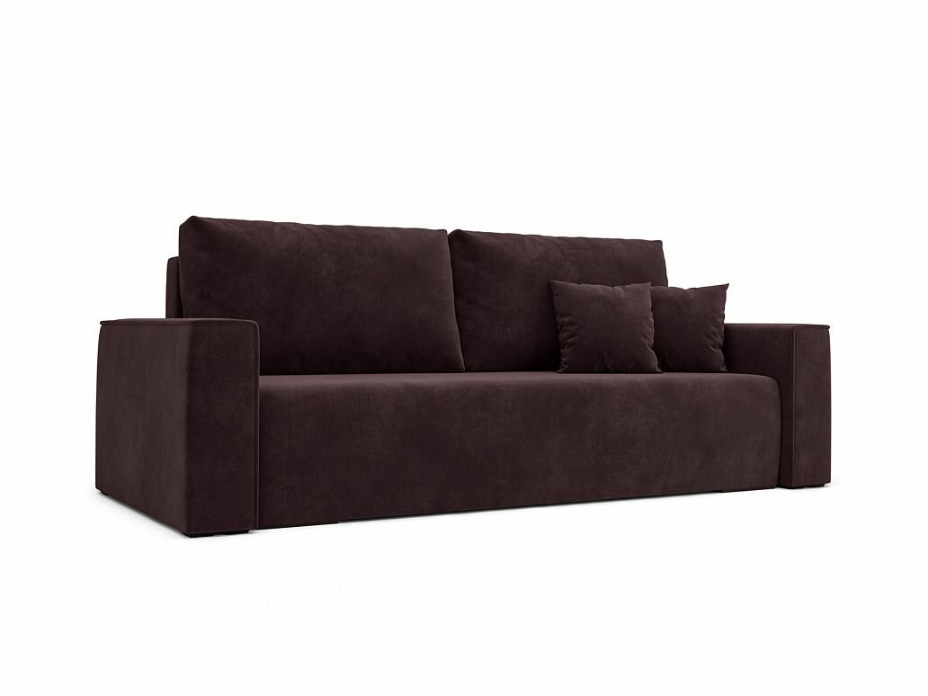 Meblevka Диван раскладной прямой Манхэттен / Диван-кровать еврокнижка Манхэттен, 240х95х85, велюр темно-коричневый