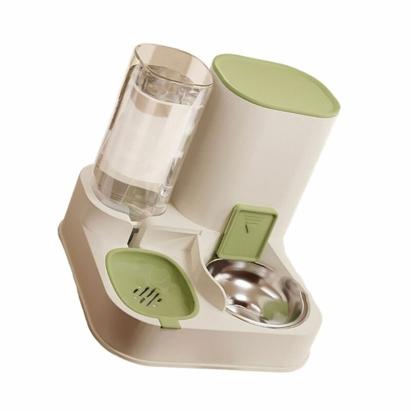 Автоматическая кормушка для кошек второго поколения из нержавеющей стали зеленого цвета-Праздничные подарки