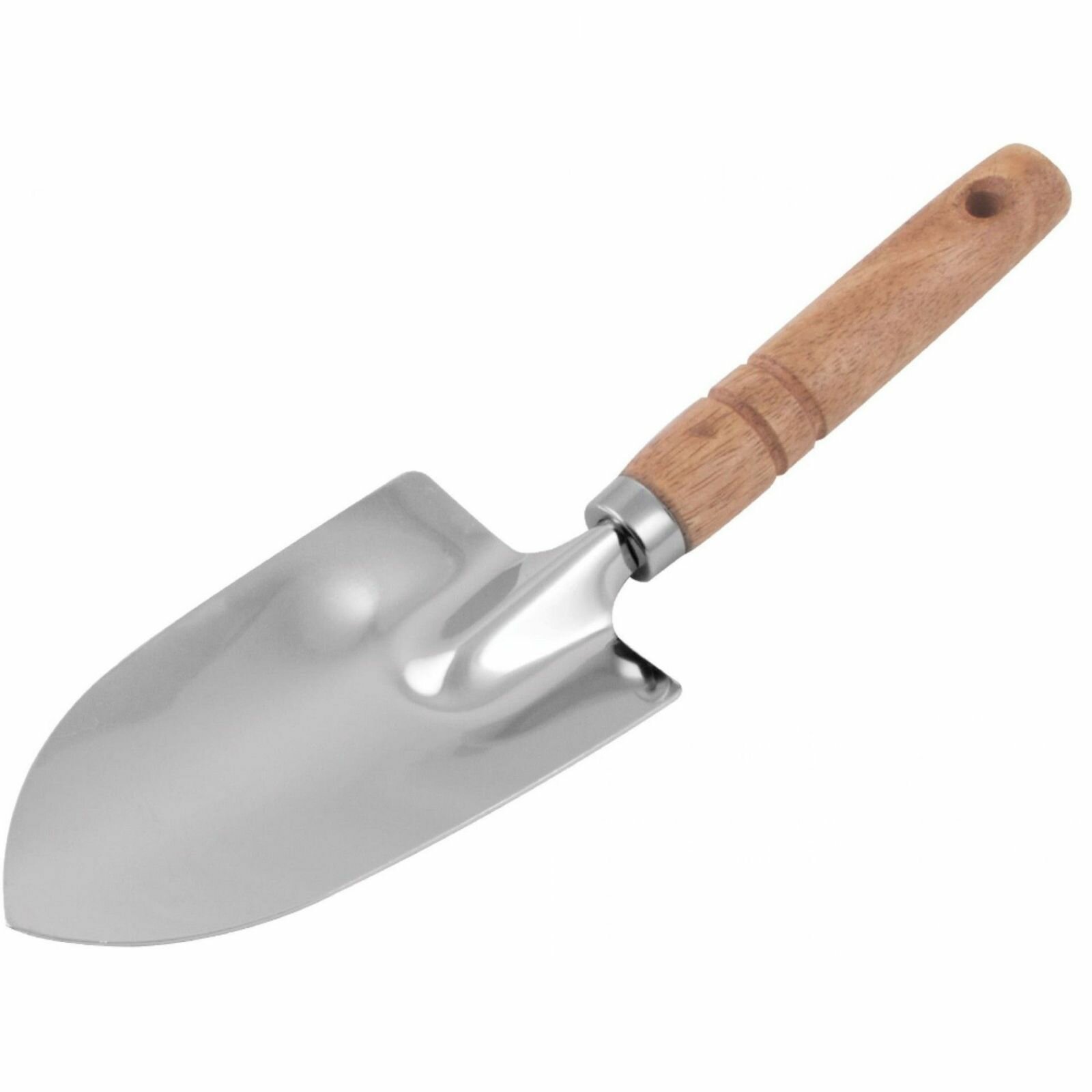 Садовый совок Центроинструмент широкий 27,5 см, нержавеющая сталь, деревянная лакированная ручка