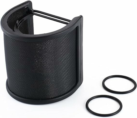 Domary Микрофонный поп-фильтр Shield Blowout Preventer Net Recording Capacitor Windproof Anti Noise Net Cover Black Metallene 80g 9*8.5*7cm 1шт