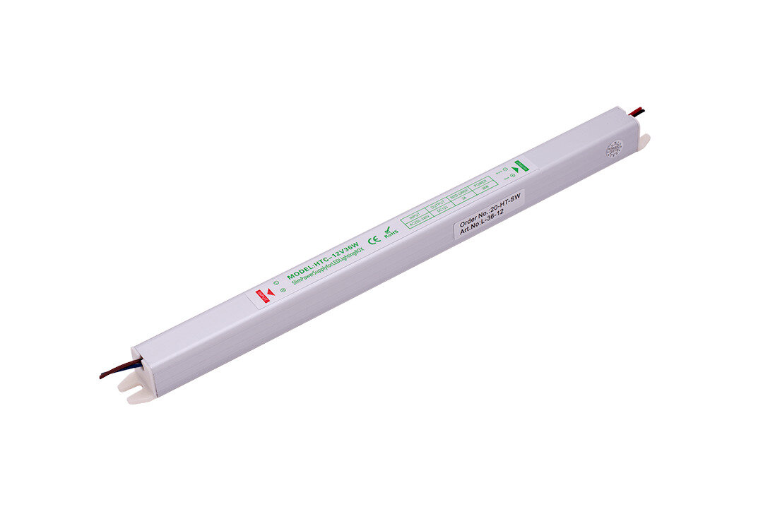 Блок питания для светодиодных лент и светильников 220/12V 36W, IP20 сверхтонкий
