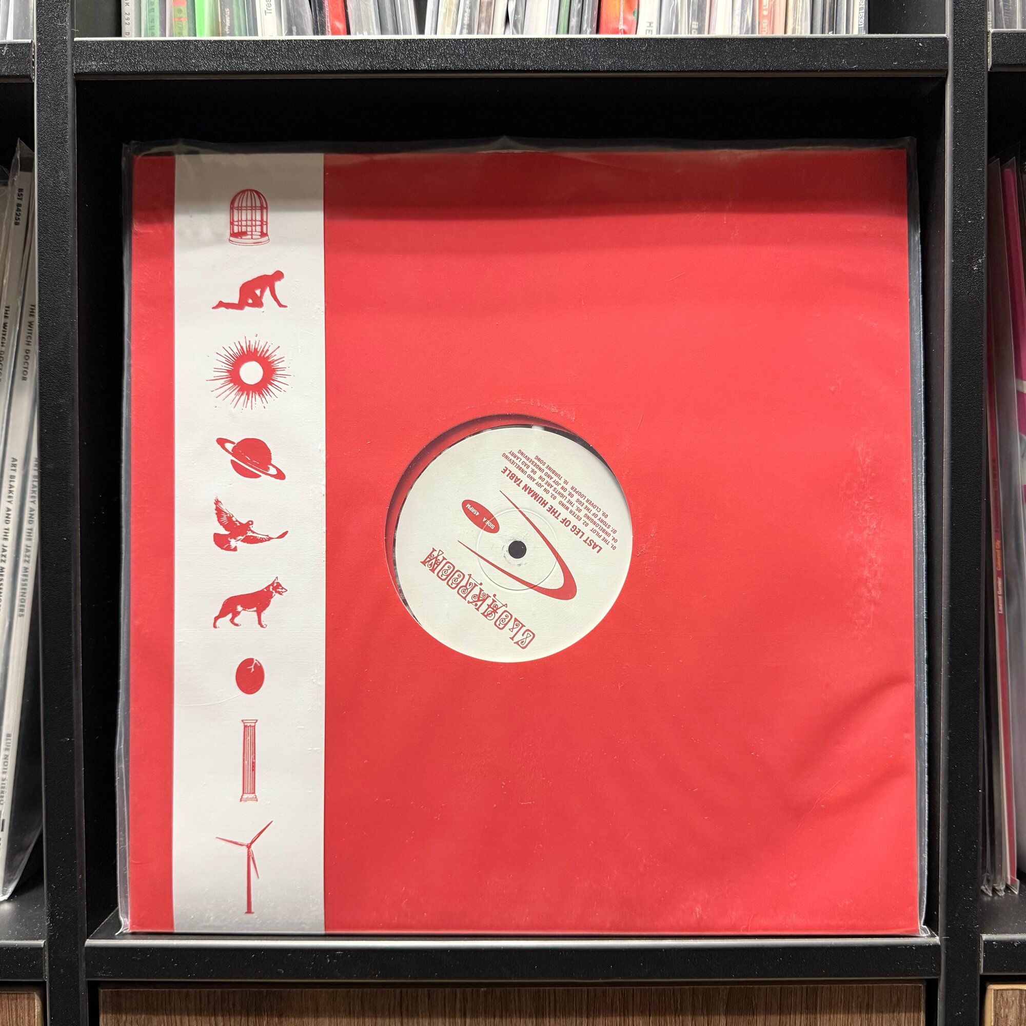 Виниловая пластинка CLOAKROOM - Last Leg Of The Human Table (mint, factory not sealed, clear in red & white splattered vinyl LP + insert in die-cut sleeve with obi-strip) LP Винил