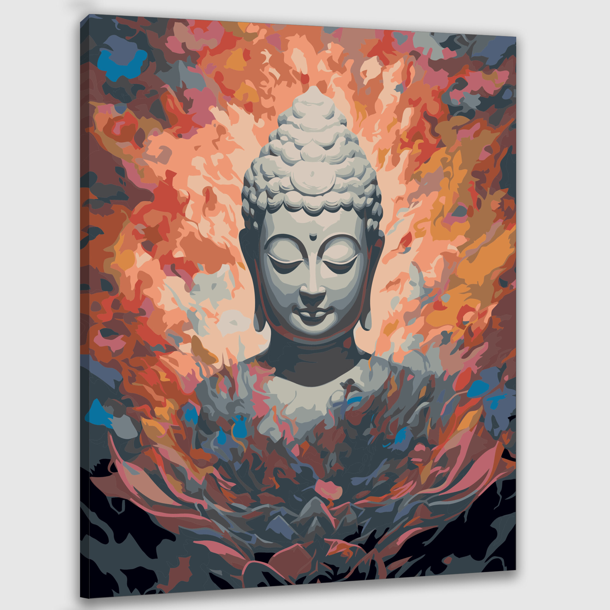 Картина по номерам 40x50 см, Будда, картина маслом, яркие краски, баланс ума, тела и духа, глубина, текстура