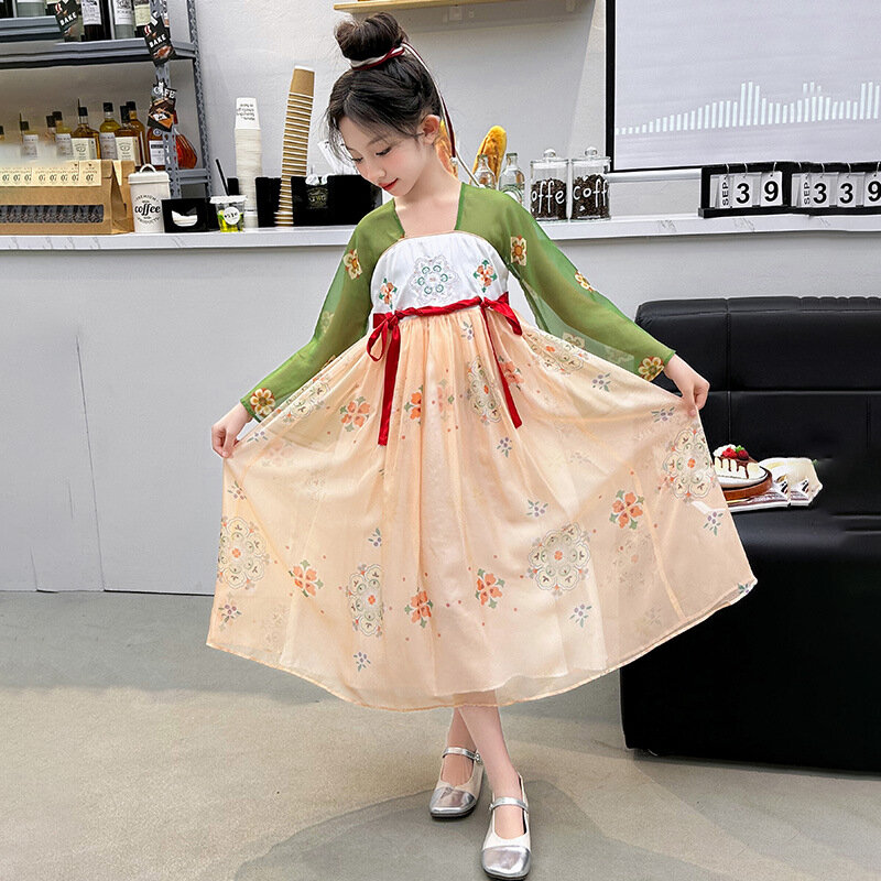 Платье Ханфу, для девочек, 2025 год, весна-осень, цвет как на фото