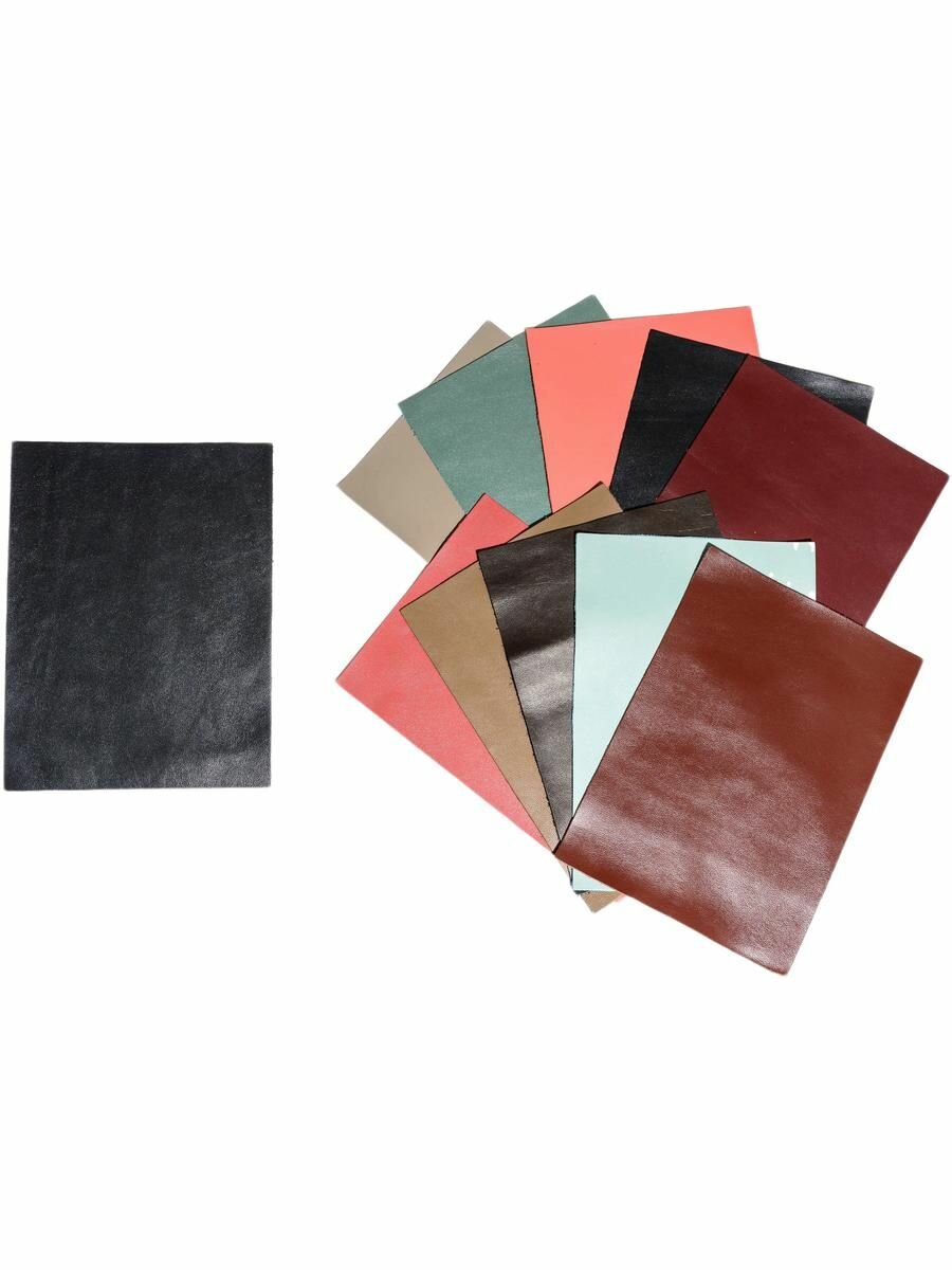 Кожа натуральная галантерейная в листах. Берг 1.2-1.4 мм. А4. Набор 11 штук.