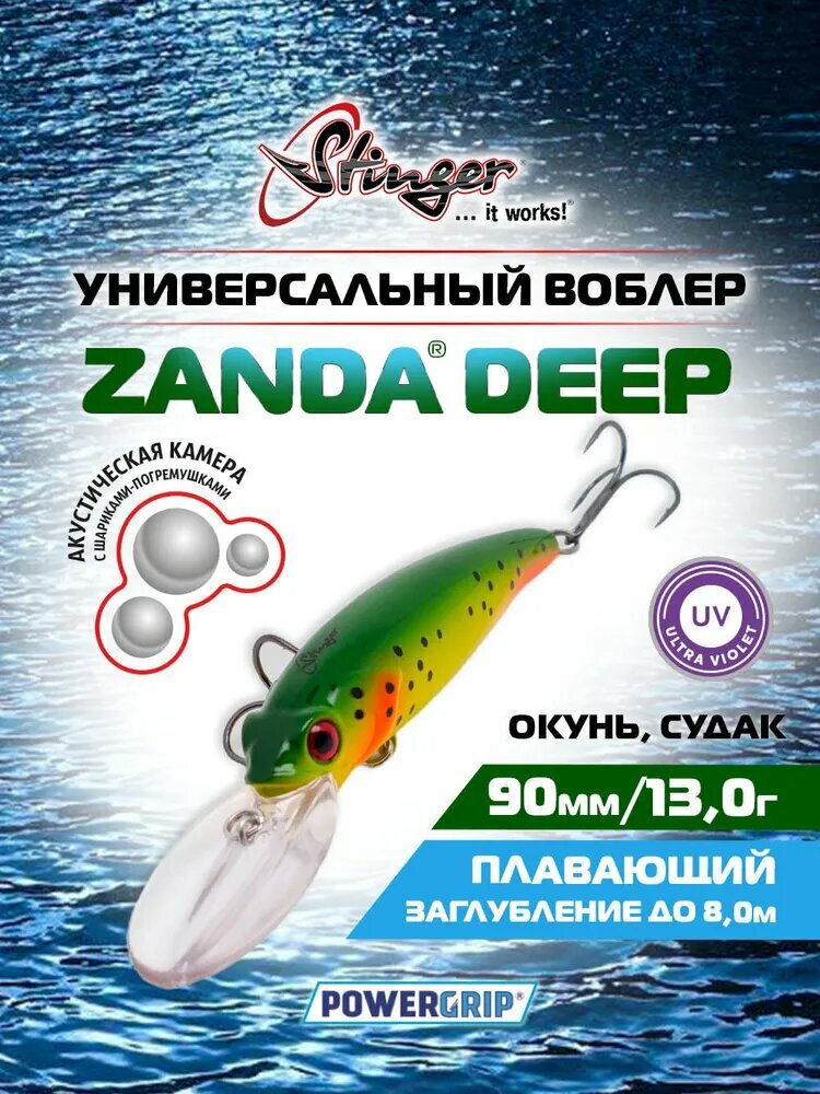 Воблер Stinger Zanda Deep 90F-DR #GRY 13 г Для щуки, судака и окуня