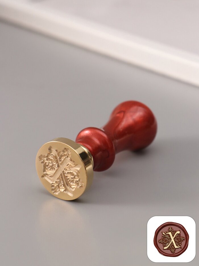 Печать для сургуча с пластиковой ручкой «Буква X на вензеле», 2.5×2.5×6.3 см