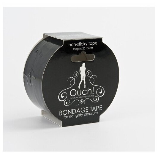 Бондажная лента Shots Toys Ouch! Bondage Tape, чёрная, винил, 20м
