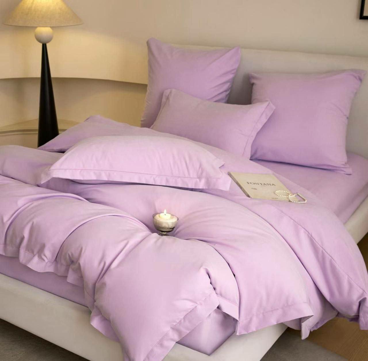 Комплект постельного белья Winni 1.5 спальный, Бархатный сатин, Лавандовый