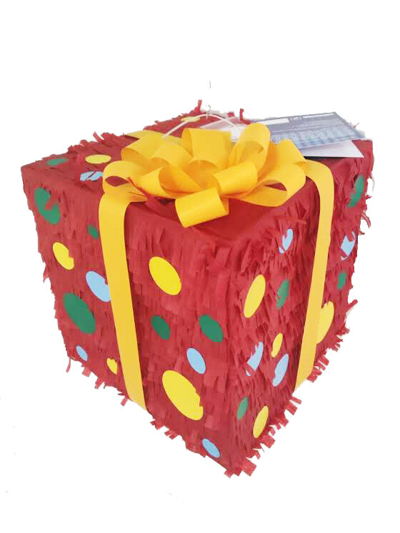 Пиньята ГК сфера "Подарок", красная, для гостей и фотосессии, картон, бумага