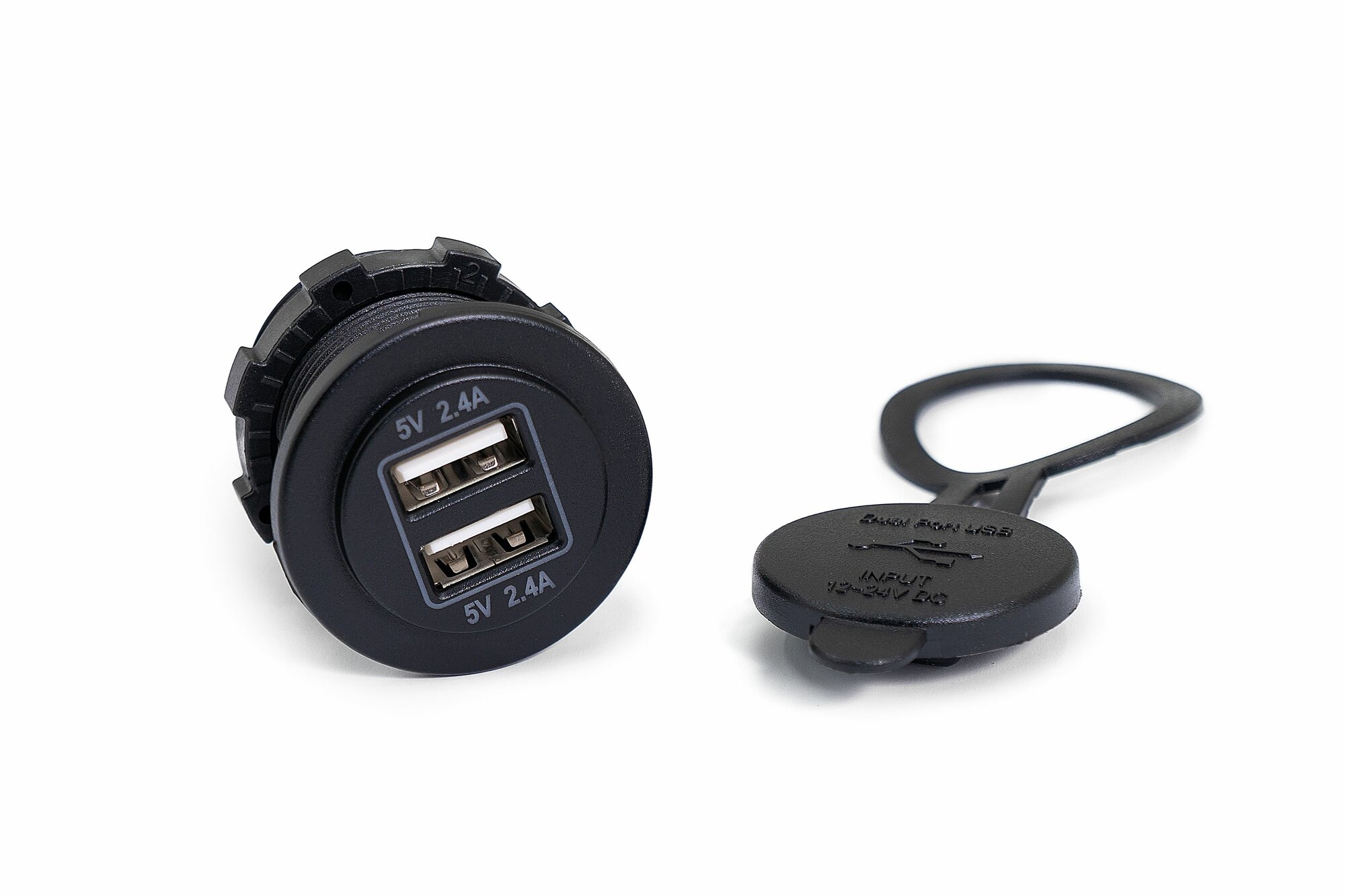 Розетка USB 2.4A круглая два выхода с подсветкой d22