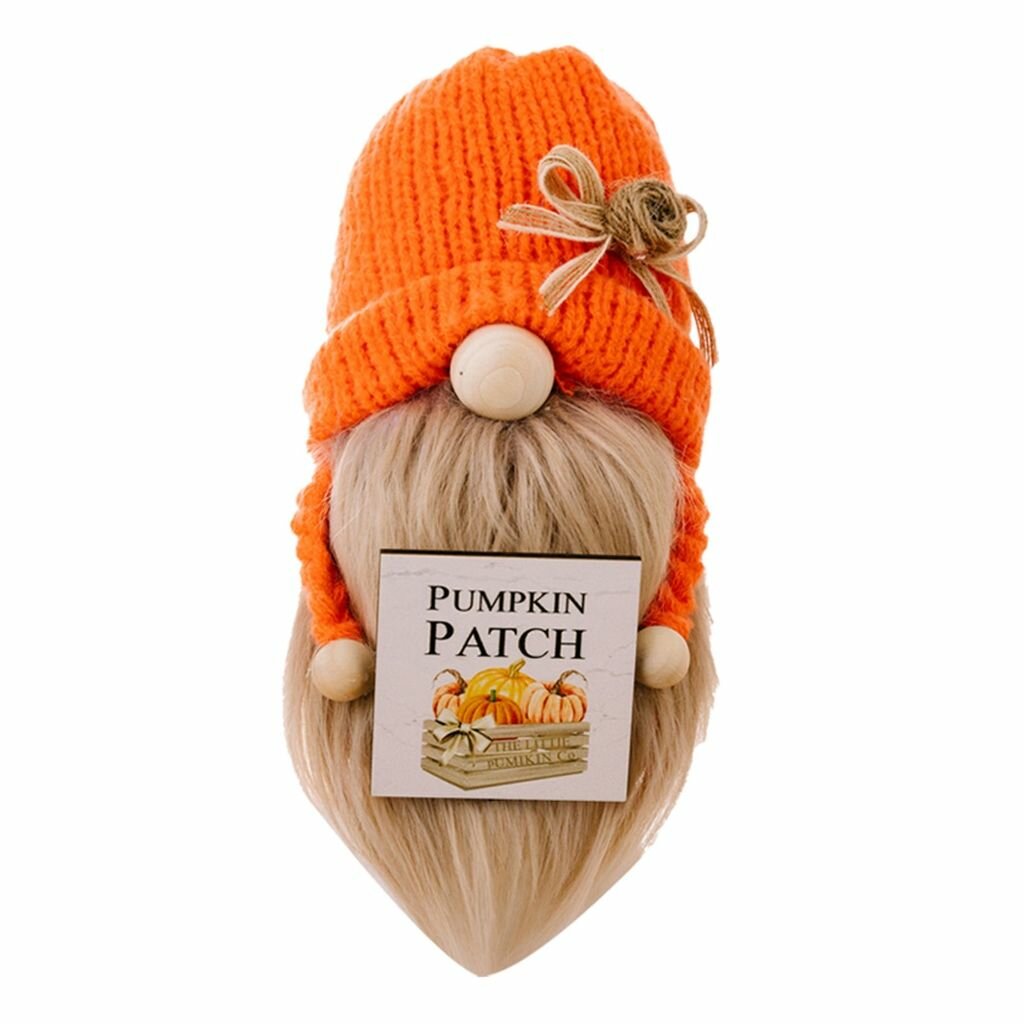 Вязаная шапка с бантом на день благодарения, держащая Деревянное фирменное безликое украшение-Карлик