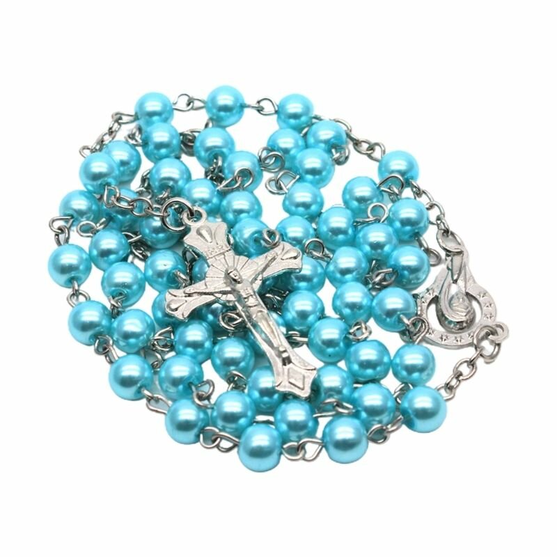 6mm Жемчужные Четки-Крест, Синий